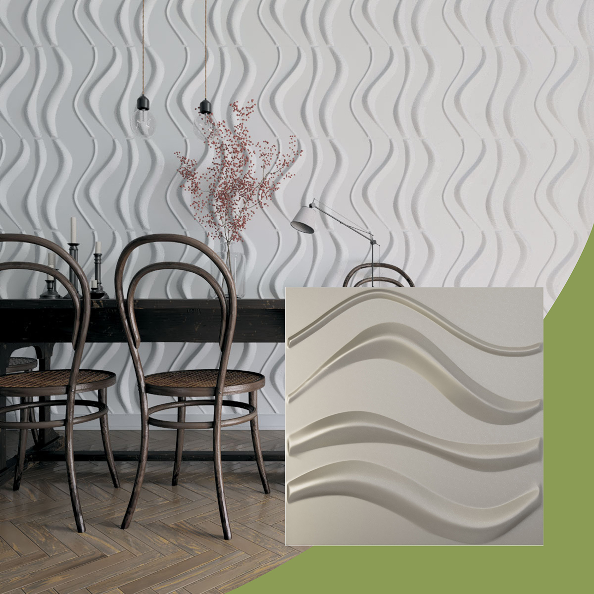 19 5/8"W x 19 5/8"H Wave EnduraWall Decorative 3D Wall Panel, Bright ...
